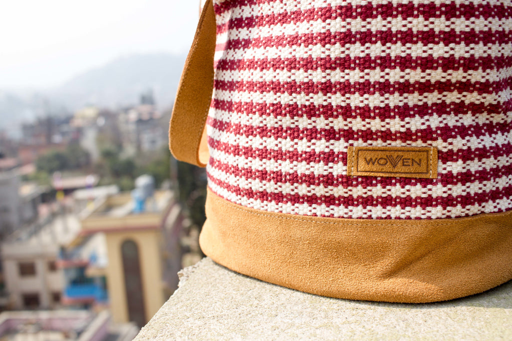 Home Daily bag - Red/ White Thicker Stripe